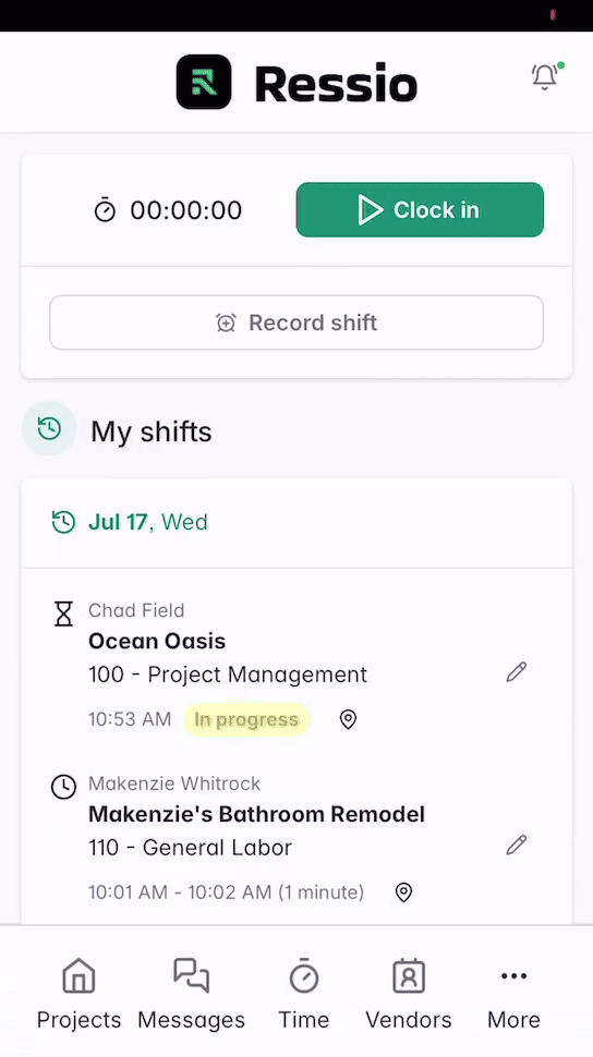 Using the Time Clock