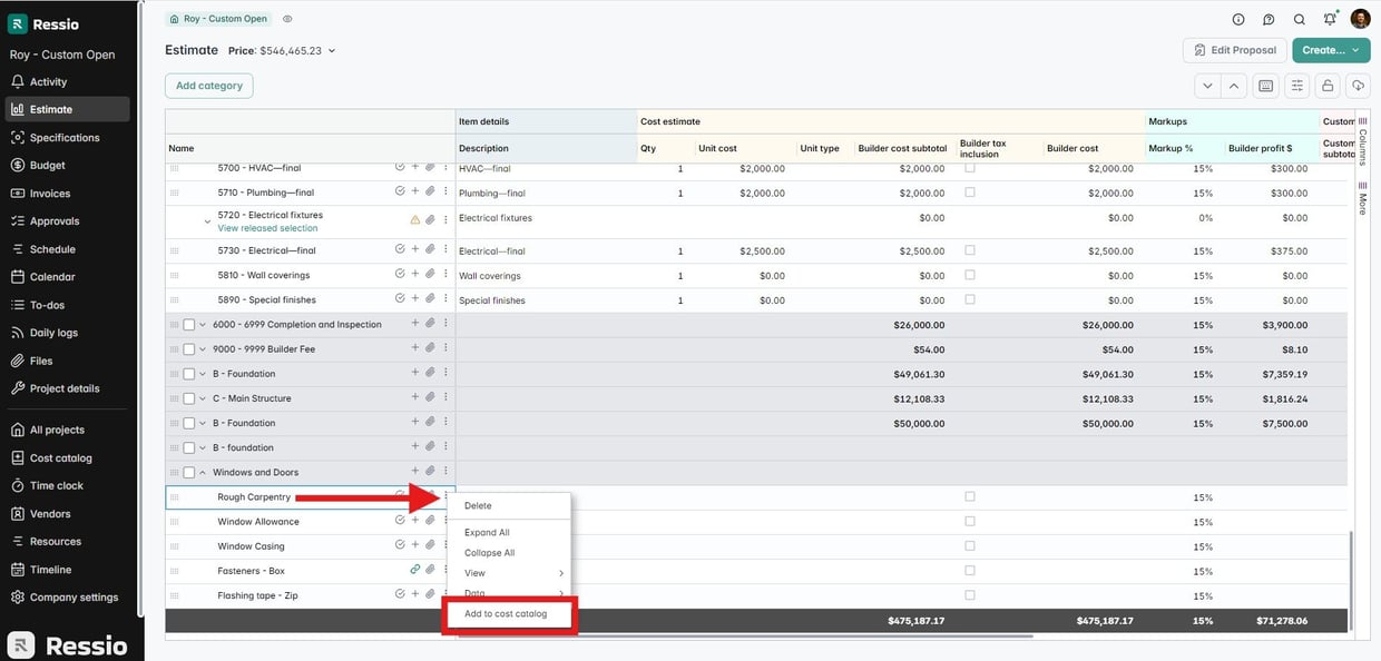 Cost Catalog Overview