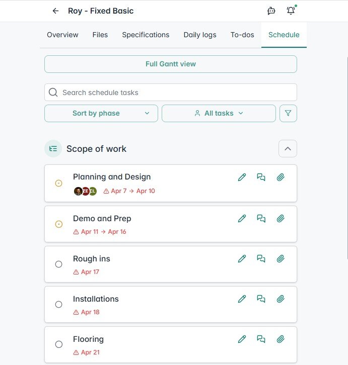 Schedule Overview